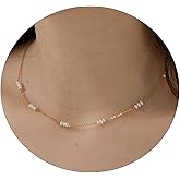 ASCOMY Dainty Silver Pearl Pendant Necklaces for Women Delicate Minimalist Tiny Adjustable Round ...