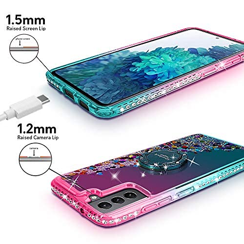 Silverback For Galaxy S21 Ultra Case, Moving Liquid Holographic Sparkle Glitter Case With ...