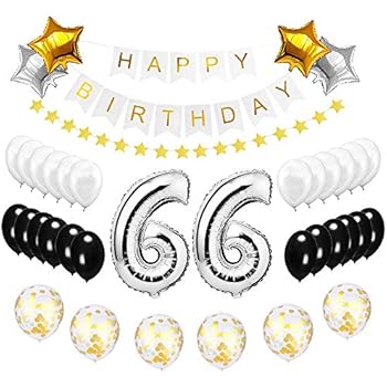 Amazon.com: Best Happy to 66th Birthday Balloons Set - High Quality ...