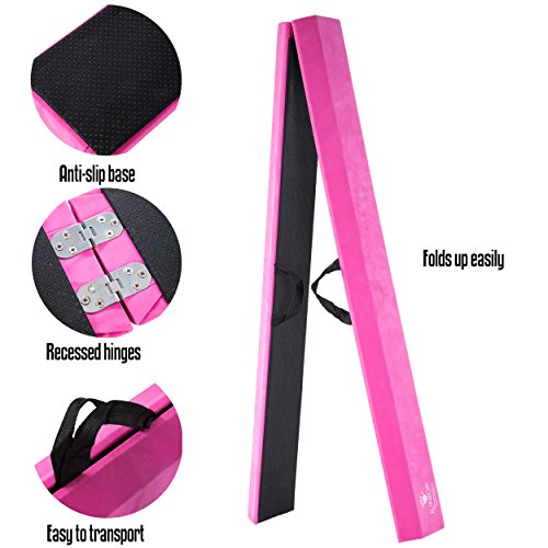 Junior Gymnastics Balance Beam - 8 Ft Folding Wood Core Low Floor Beam ...