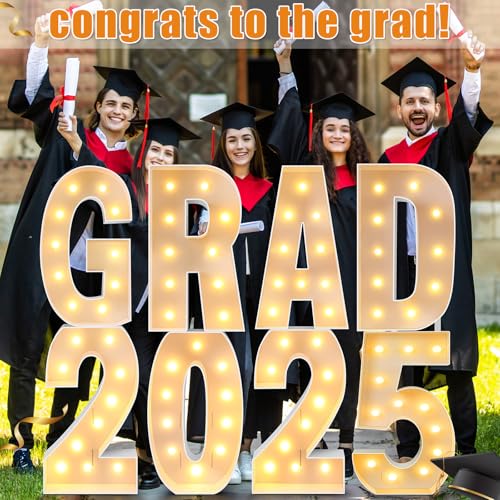 Lemosae 4 ft Graduation 2025 Marquee Decorations Light up Grad Prom ...