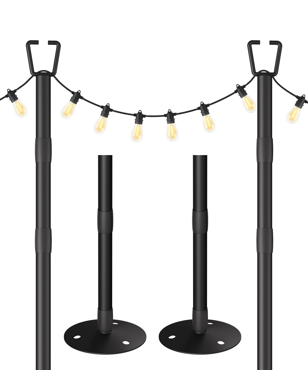 Sprimden 2 Pack 10FT String Light Poles for Outdoor Decor, Sturdy Light ...