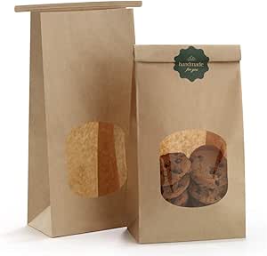 Amazon.com: BagDream Bakery Bags with Window Kraft Paper Bags 100pcs 4 ...