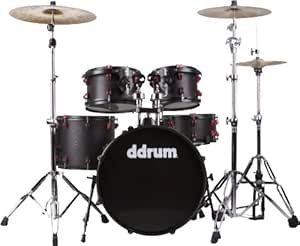 Amazon.com: ddrum Hybrid series Hybrid5 5 Piece drum kit, Black, Red ...