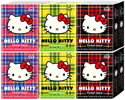 Hello Kitty Facial Pocket Tissue 6 Packs (3-Ply, 10 Sheets per Pack ...