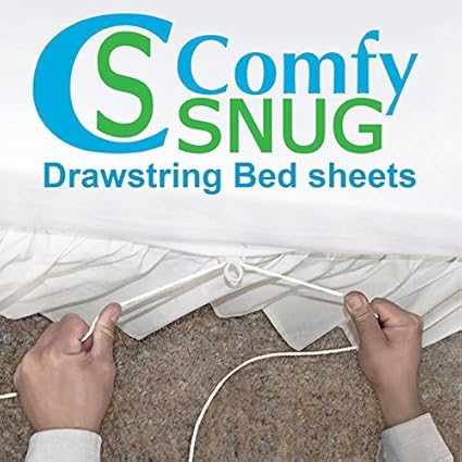 Queen Drawstring Sheet White SET with pillow casses: Amazon.co.uk ...