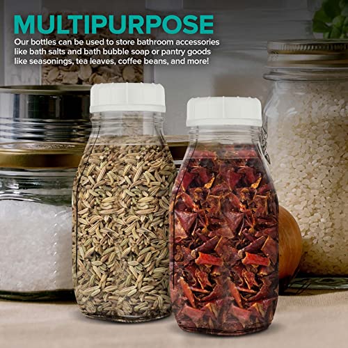 Glass Milk Bottles (2 Pack) - 12-Ounce Glass Milk Jars - 6 Tamper Proof ...