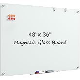 Amazon.com : Magnetic Glass Dry Erase Board Whiteboard 35 x 47” Large Clear Frameless Infinity ...