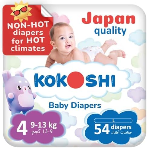 KOKOSHI Premium Care Baby Diapers, Disposable Diapers Size 4, Large,9 ...