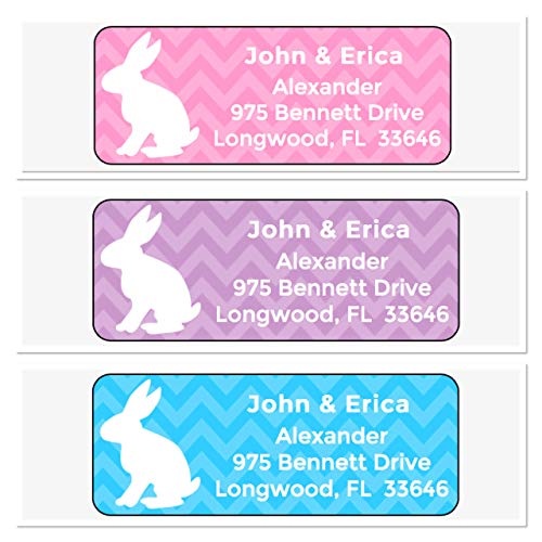 Personalized Address Labels, Easter Bunny Chevron Set Of