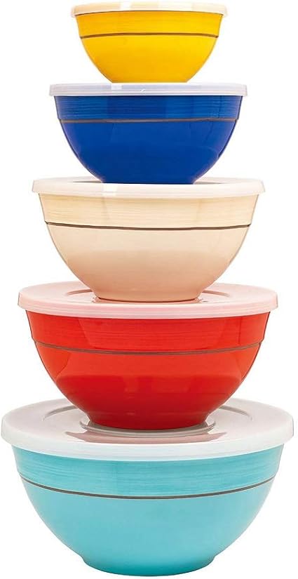 Melamine Bowls with Lids, 10-Piece Set Solid Colors: Amazon.co.uk ...
