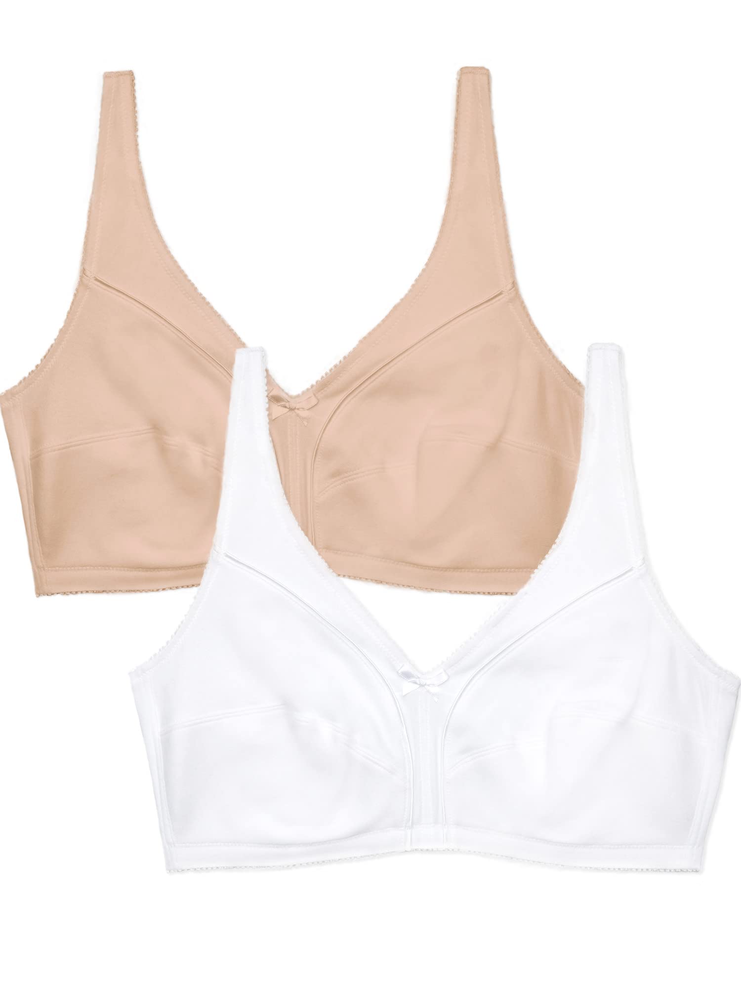 Fruit of the Loom Women's Seamed Soft Cup Wirefree Cotton Bra, White ...
