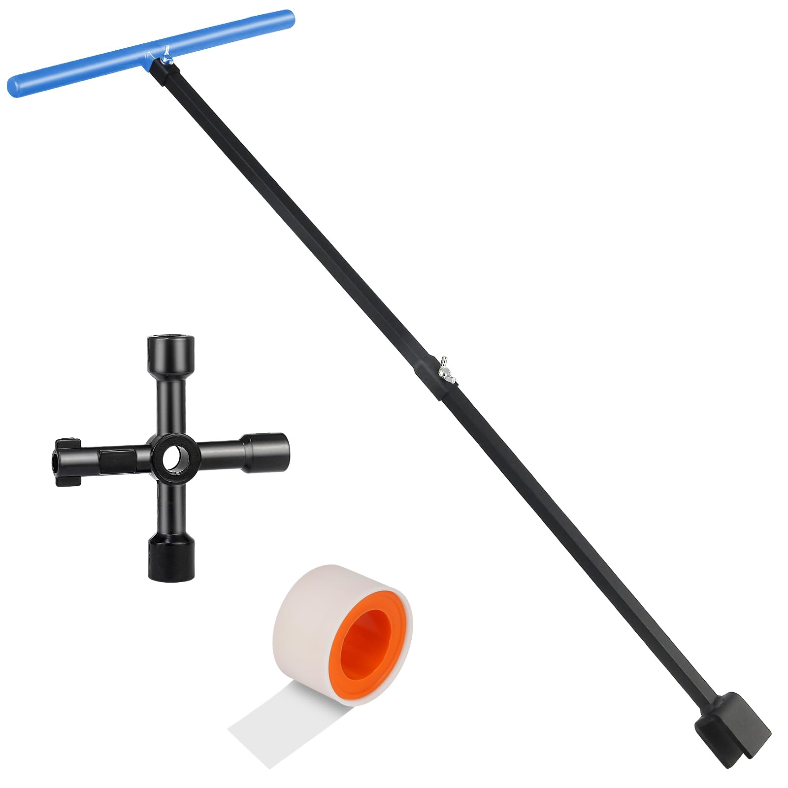 JORETLE Water Meter Key 28 Inch Shut Off Tool - 4-Way Multifunctional ...