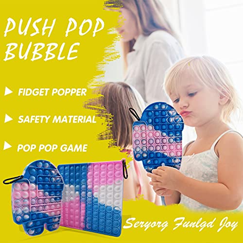 JAEZZIY 2Pack Big Push Pop Fidget Toy, Stress Relieving Jumbo Fidget ...