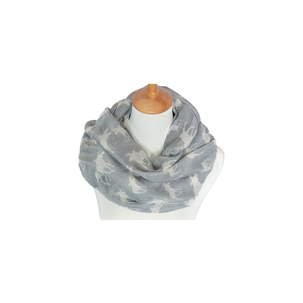 GERINLY Animal Circle Scarves: Cute Moose Print Infinity Loop Scarf For ...