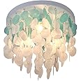 JC TOPA 13.8" Capiz Shell Ceiling Light Fixtures 3 Lights Boho Shells ...