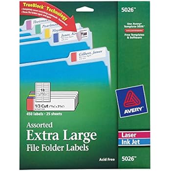 Amazon.com : Avery File Folder Labels in Assorted Colors for Laser and ...