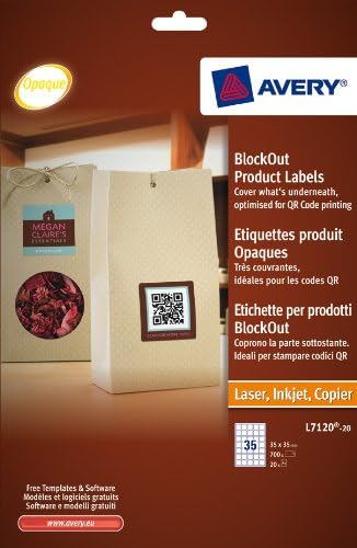 Avery Opaque QR Code Label 35 per Sheet 35x35mm White Square Ref L7120 ...
