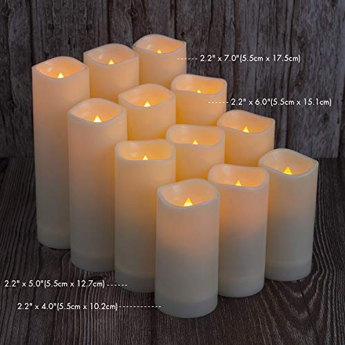 Aignis Flameless LED Candles with 10-Key Remote & Timer, Outdoor Indoor Waterproof Battery ...