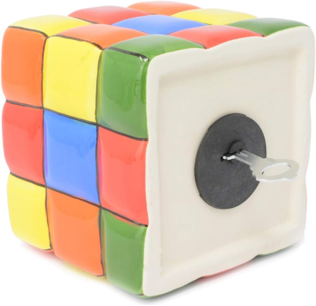 Piquaboo Ceramic Multicolour Cube Money Box -with Key Lock – BigaMart