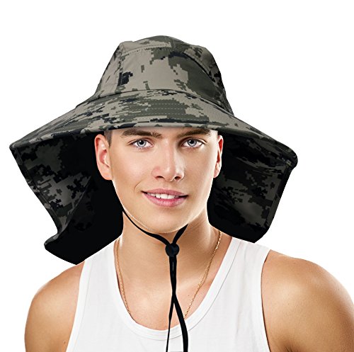 Sun Blocker Outdoor UV Sun Protection Hat with Neck Flap Wide Brim ...