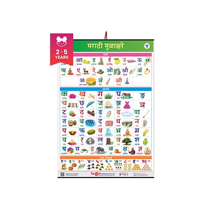 Jumbo Marathi Mulakshare Chart For Kids Marathi Alphabet And Numbers ...