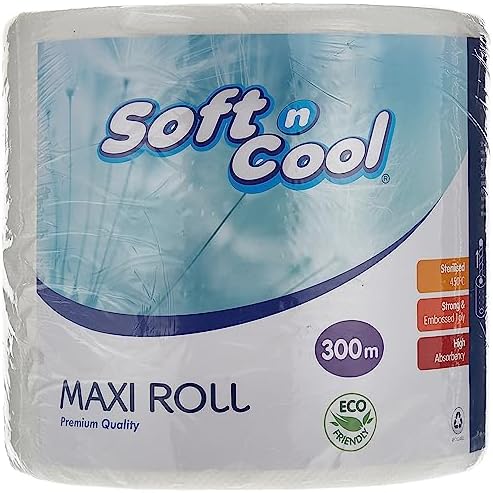 Soft n Cool Embossed Maxi Paper Roll 1Ply 300 Meter price in Saudi ...