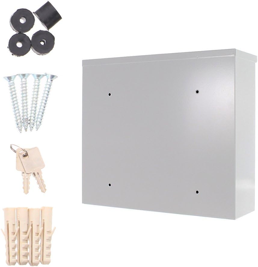 HomeDesign Post Box Letterbox White Steel Wall Mounted Lockable ...