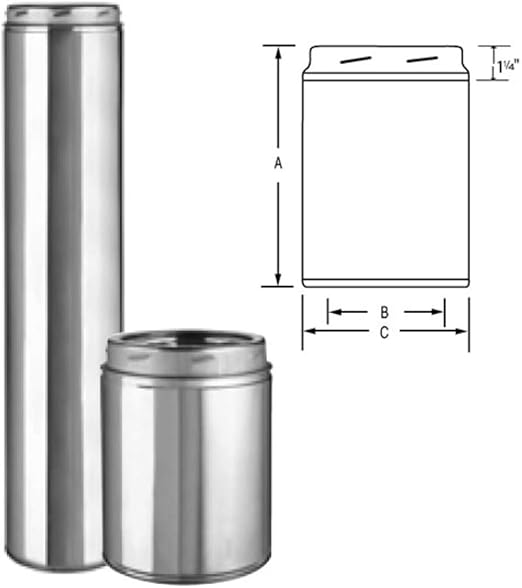 Selkirk Metalbestos 6UT-36 6-Inch X 36-Inch Stainless Steel Insulated ...
