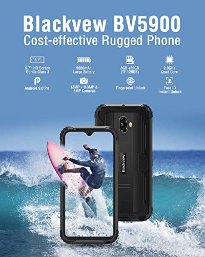 Unlocked Rugged Smartphones, Blackview BV5900 4G LTE Rugged Cell Phones with Android 10 IP68 ...