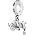Amazon.com: Spain Bullfight Bull Dangle Charm For Bracelet, Sterling ...