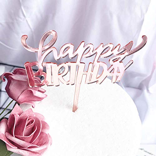 SHAMI Rose gold Happy Birthday Cake Topper Premium quality Acrylic ...