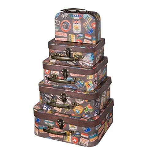 Paperboard Suitcases with Hinged Lids and Handles - Set of 5 ...