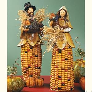 Amazon.com: Thanksgiving Pilgrim Corn Statues Centerpiece Set 2: Home ...