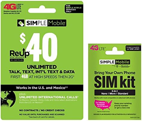 Amazon.com: Simple Mobile $40 Mobile Refill Card + Simple Mobile ...