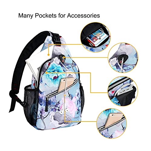 MOSISO 13 inch Sling Backpack, Multipurpose Hiking Daypack Outdoor Rope ...