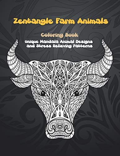 Zentangle Farm Animals - Coloring Book - Unique Mandala Animal Designs ...
