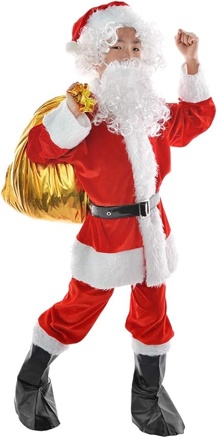 Children's Deluxe Santa Suit 9pc. Christmas Child Santa Claus Kids ...