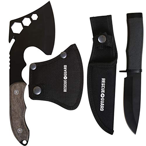 RESCUE GUARD Hatchet with Sheath, Quality Backpacking Gear, Full Tang ...