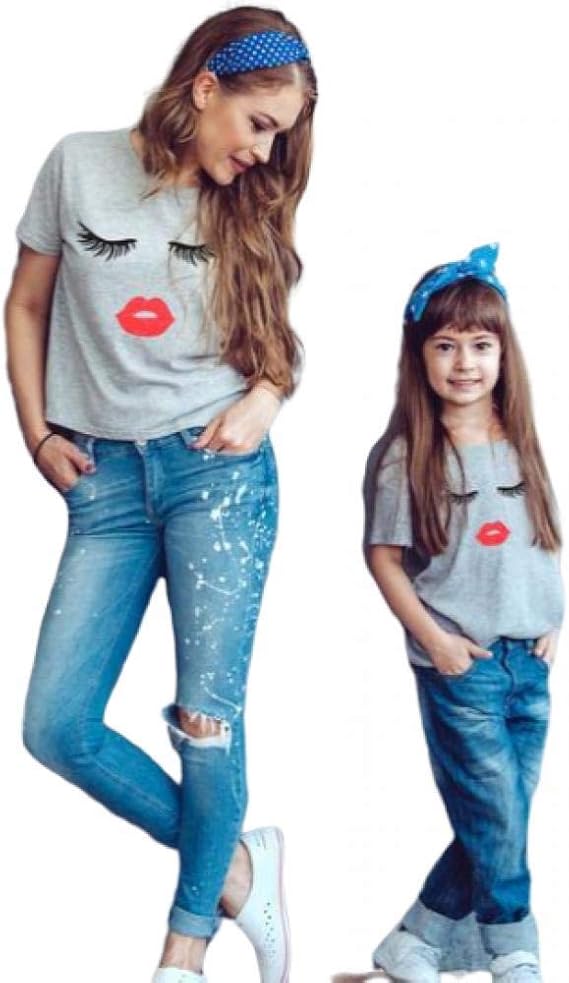 Mutter und Tochter T-Shirt, Partnerlook Familie Shirtkleid Mom & Me ...