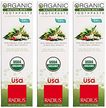 RADIUS USDA Organic Toothpaste 3oz Non Toxic Chemical-Free Gluten-Free ...