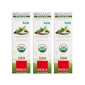 Amazon.com : RADIUS USDA Organic Toothpaste 3oz Non Toxic Chemical-Free ...
