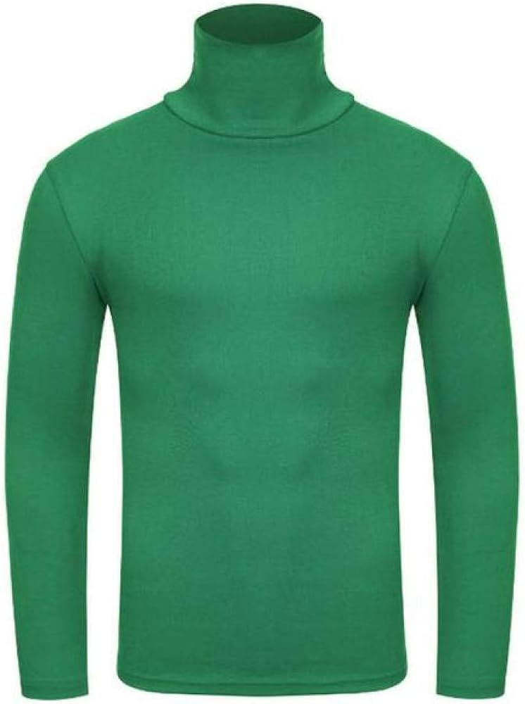 Otoño Invierno Verde Suéter para Hombre Cuello Alto Color sólido Suéter ...
