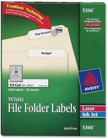 Amazon.com : 5366 Avery Filing Label - 0.66" Width x 3.43", 0.33 ...