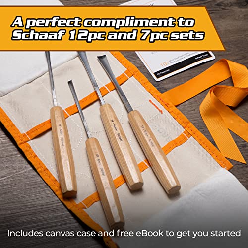 Schaaf Wood Carving Tools Set of 4 | Chisel Set with Canvas Case ...