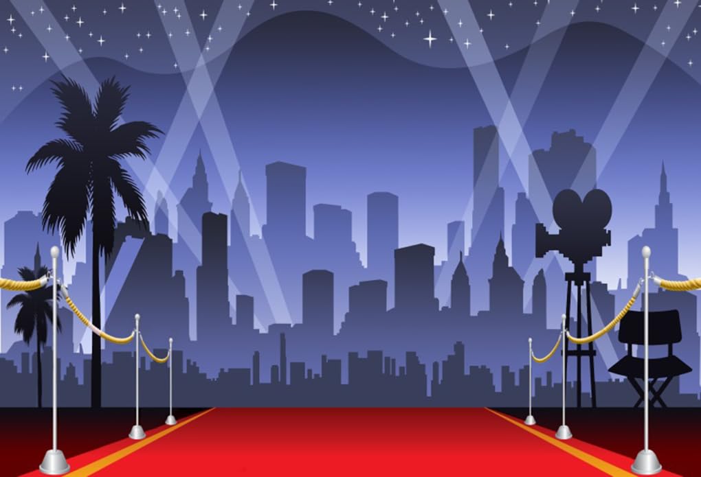 AOFOTO 10x7ft Red Carpet Backdrop Movie Night Stage Lighting ...