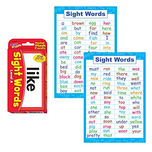 Sight Words Flash Cards and Poster Set - Pre K and Kindergarten Basic ...