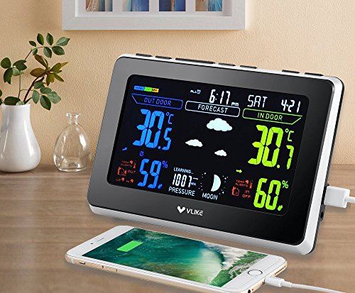 VLIKE VL1003 Atomic Weather Station with Outdoor Sensor for Home Office ...