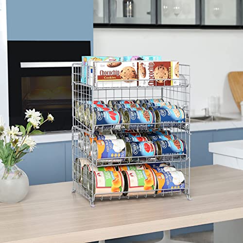 Stackable Can Rack Organizer, 4-Tier Can Storage Rack for Kitchen ...