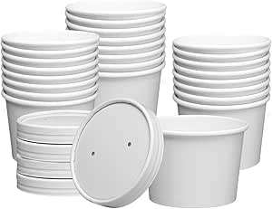 Amazon.com: 8 oz. Paper Food Containers With Vented Lids, To Go Hot ...